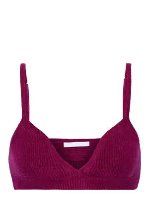 Helmut Lang Cozy Ribbed Cotton-blend Bra Top - Magenta