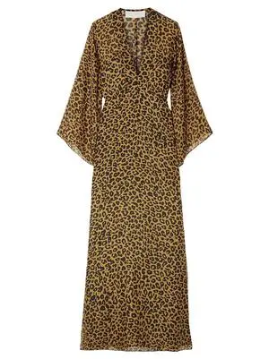Michelle Mason Wrap-effect Leopard-print Silk-chiffon Maxi Dress - Animal Print