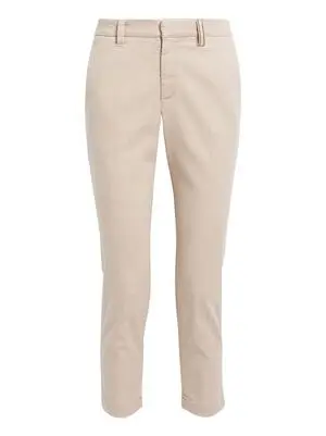 Brunello Cucinelli Bead-embellished Cotton-blend Twill Slim-leg Pants - Beige