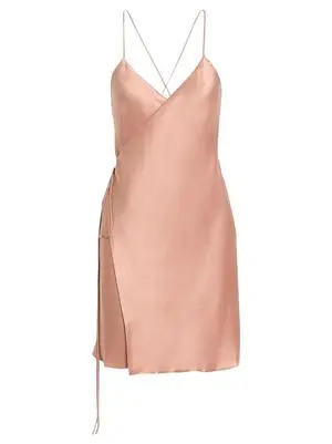 Michelle Mason Silk-satin Mini Wrap Dress - Antique Rose