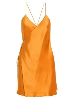 Michelle Mason Silk-satin Mini Wrap Dress - Saffron