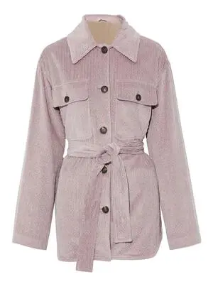 Brunello Cucinelli Belted Cotton-blend Corduroy Jacket - Lilac