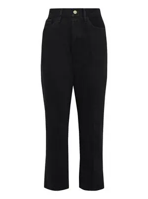 FRAME Le Piper Cropped High-rise Straight-leg Jeans - Black
