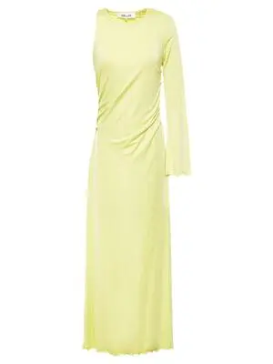 Diane Von Furstenberg Kylie Asymmetric Ruched Stretch-jersey Gown - Chartreuse
