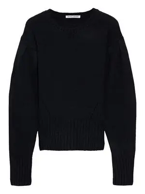 Autumn Cashmere Brushed Knitted Sweater With Gathered Sleeves - Black