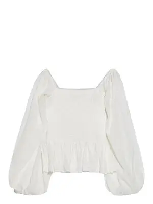 Caroline Constas Blair Shirred Metallic Fil Coupé Chiffon Blouse - White