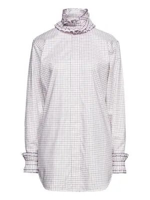Victoria Beckham Ruffled Checked Cotton-twill Shirt - Ecru