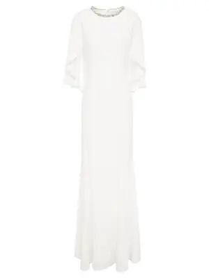 Jenny Packham Lotus Cape-back Crystal-embellished Bridal Gown - Ivory