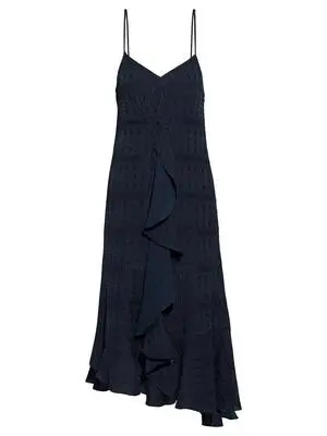 VICTORIA BECKHAM Asymmetric Ruffled Midi Dress