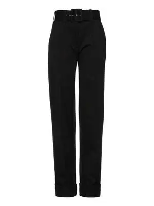 Victoria Beckham Belted Stretch-ponte Wide-leg Pants - Black