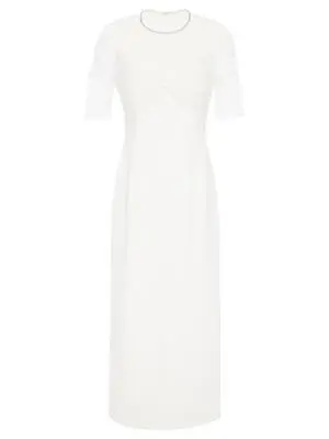 Jenny Packham Tulip Crystal-embellished Tulle-paneled Crepe Midi Dress - Ivory