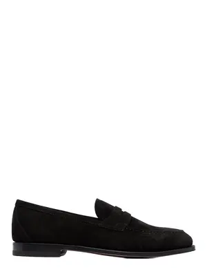 SCAROSSO Stefano Suede Penny Loafers - Black