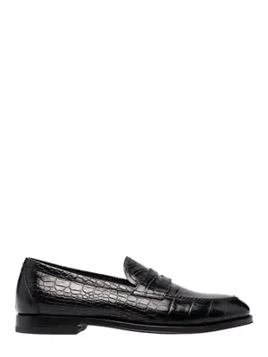 SCAROSSO Stefano Crocodile-embossed Loafers - Black