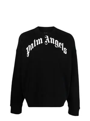 Palm Angels Logo-print Long-sleeve Sweatshirt - Black