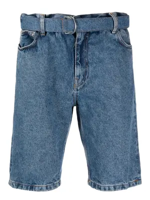 Off-White Belted Denim Shorts - Blue