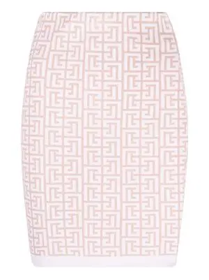Balmain Monogram Knitted Skirt - Neutrals