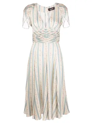 Dsquared2 Floral-print Flared Tea Dress - Neutrals