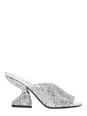 FERRAGAMO 80mm Sansu Metallic Glitter Sandals - Silver