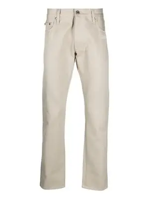Off-White Logo-print Straight-leg Jeans - Neutrals