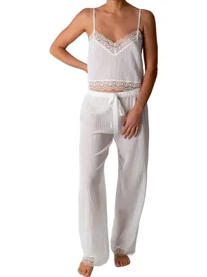 Miguelina Toni Gauze Lounge Cami - White