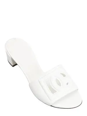 Dolce & Gabbana 40mm Dg Cutout Leather Slides - Black