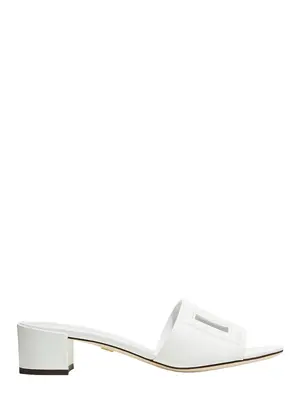 Dolce & Gabbana 40mm DG Cutout Leather Slides White
