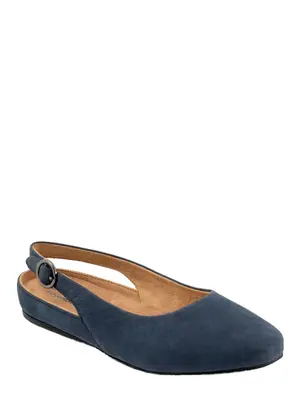 Softwalk SoftWalk® Sandy Slingback Flat Sandals Navy Nubuck