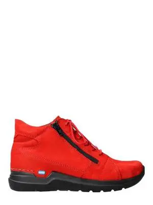 WOLKY Wolky Why Water-Resistant High-Top Sneakers Red Nubuck