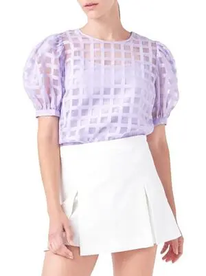 English Factory Windowpane Sheer Top Lilac