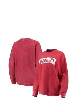 PRESSBOX Wisconsin Badgers Comfy Cord Basic Arch Pullover Sweatshirt - Red