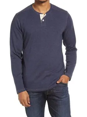 THE NORMAL BRAND Puremeso Two Button Henley - Normal Navy