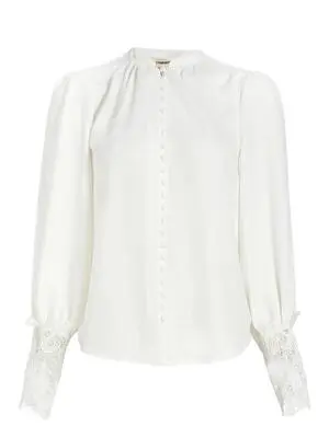 L'Agence Ava Lace Cuff Blouse - Ivory