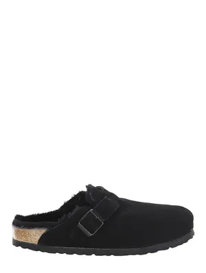 BIRKENSTOCK Women's Boston Shearling-Lined Suede Clogs - Black  Black