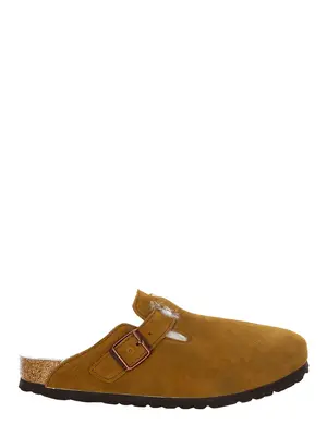BIRKENSTOCK Women's Boston Shearling-Lined Suede Clogs - Black  Brown