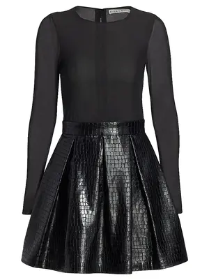 Alice + Olivia Chara Faux Leather Party Dress - Black