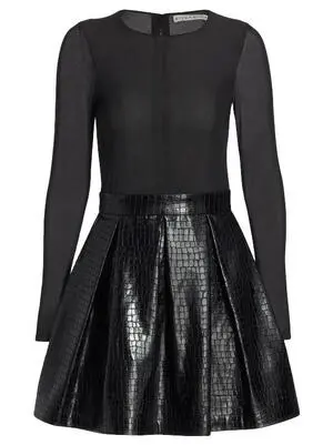 Alice + Olivia Chara Faux Leather Party Dress - Black