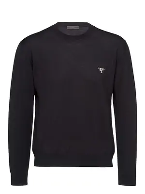 Prada Superfine Wool Crewneck Sweater - Nero
