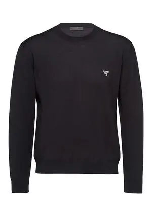 Prada Superfine Wool Crewneck Sweater Nero