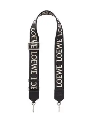 Loewe Loewe Anagram Leather-trimmed Canvas-jacquard Bag Strap Black