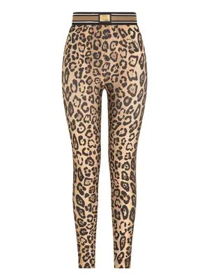 Dolce & Gabbana Leopard-print Jersey Leggings - Brown