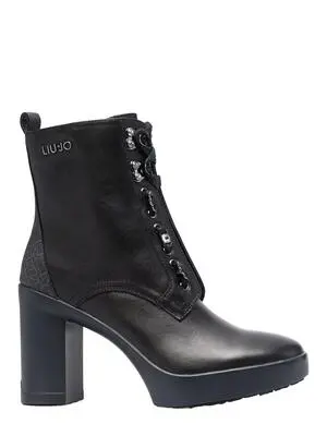 Liu Jo Heeled Leather Zip-up Boots - Black