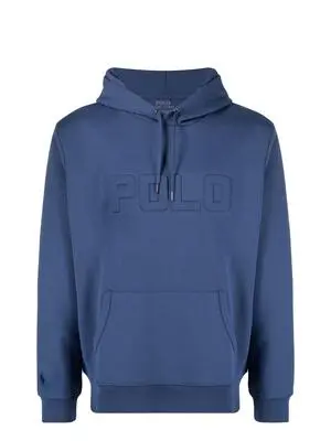 Polo Ralph Lauren Embossed-logo Drawstring Hoodie - Blue
