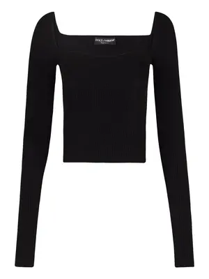 Dolce & Gabbana Ribbed-knit Square-neck Jumper - Black