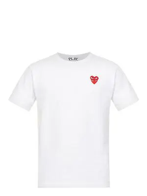 Play Comme Des Garcon Overlap-heart Print Cotton-jersey T-shirt - White