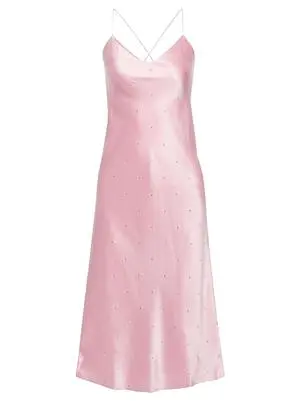 Michelle Mason Crystal-embellished Silk-charmeuse Midi Slip Dress - Baby Pink