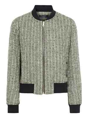 Rag & Bone Manston Metallic Herringbone Woolblend Tweed Bomber Jacket - Sage Green