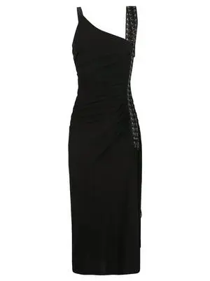 Dolce & Gabbana Sleeveless Lace-up Ruched Midi Dress - Black