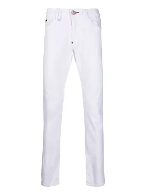 Philipp Plein Logo Slim-fit Jeans - White