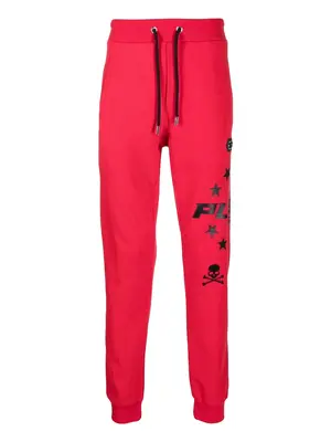 Philipp Plein Logo Skull Tracksuit Bottoms - Red