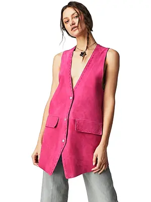 Free People We The Free Low Rider Suede Vest Pink